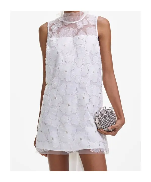 SELF-PORTRAIT Satin Bow Mini Dress