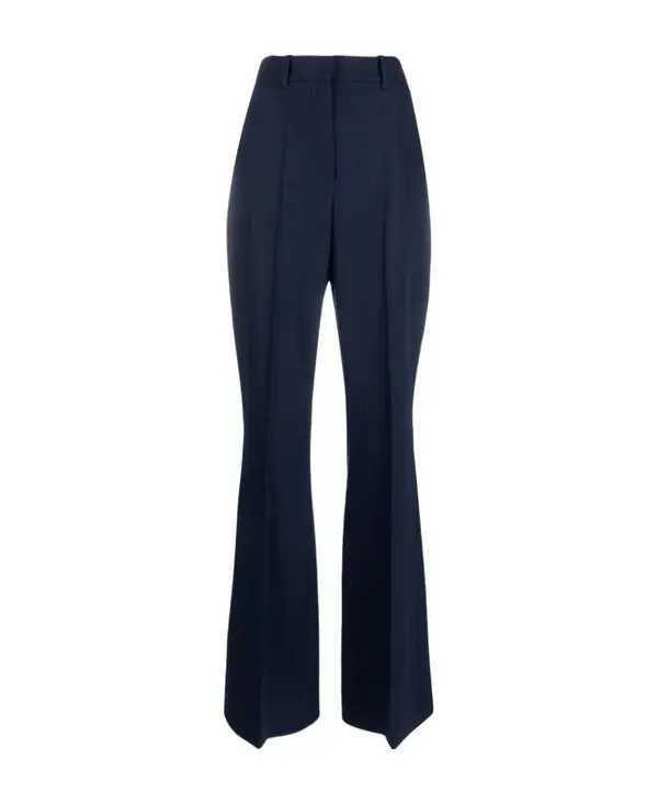 Balmain High Waisted Flared Trousers With Leg Crease And Belt Ring - Black