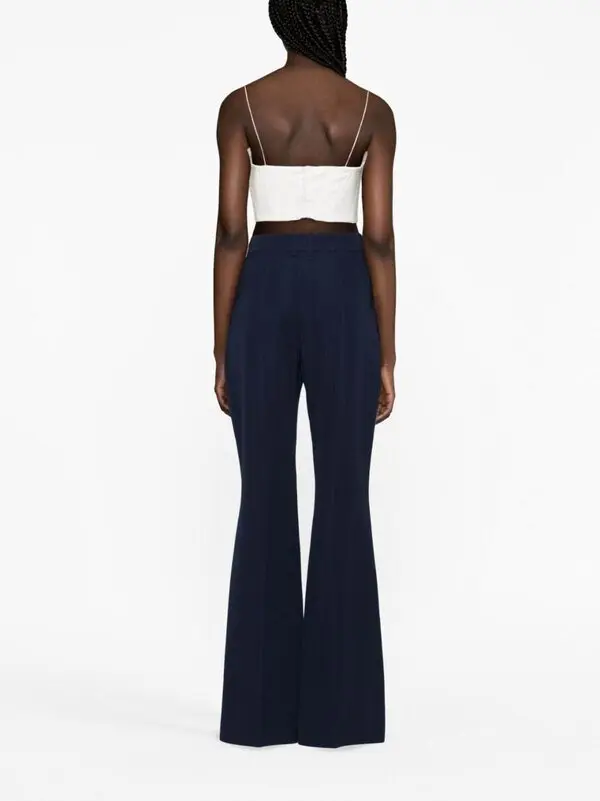 Balmain High Waisted Flared Trousers With Leg Crease And Belt Ring - Black