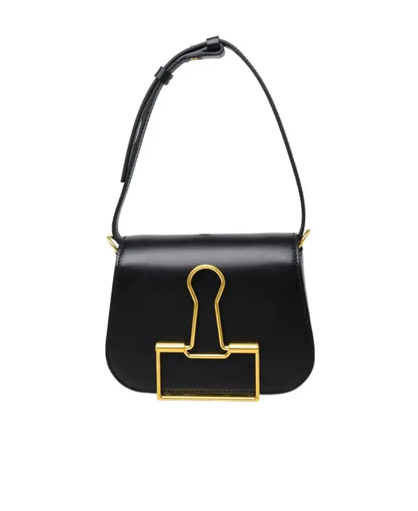 Off-White Skeleton Binder Foldover Top Crossbody Bag - Black
