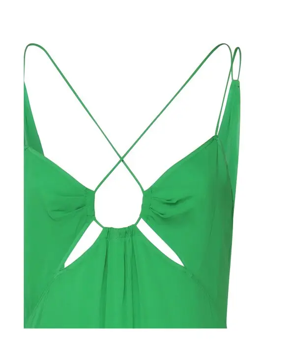 Andamane Asymmetrical Cut Sling Dress - Green
