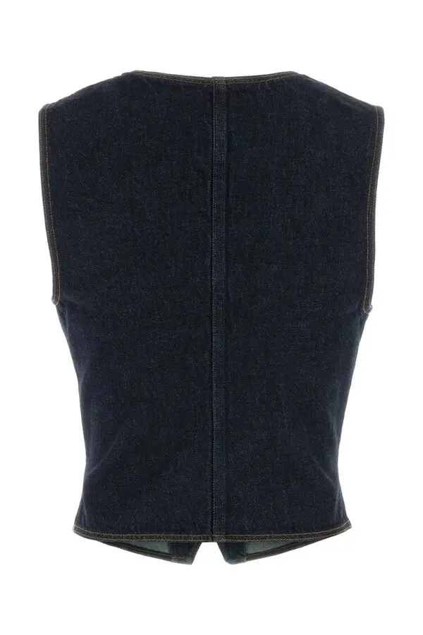 FRAME V-neck Denim Vest - Black