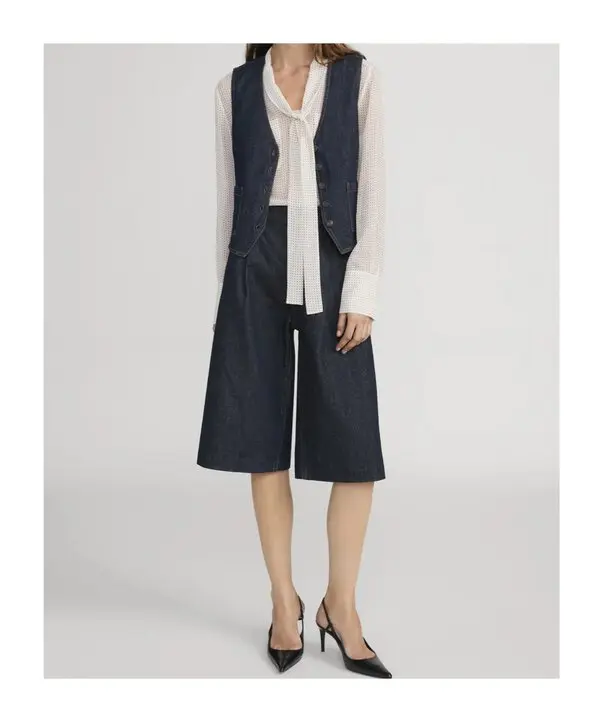 FRAME V-neck Denim Vest - Black