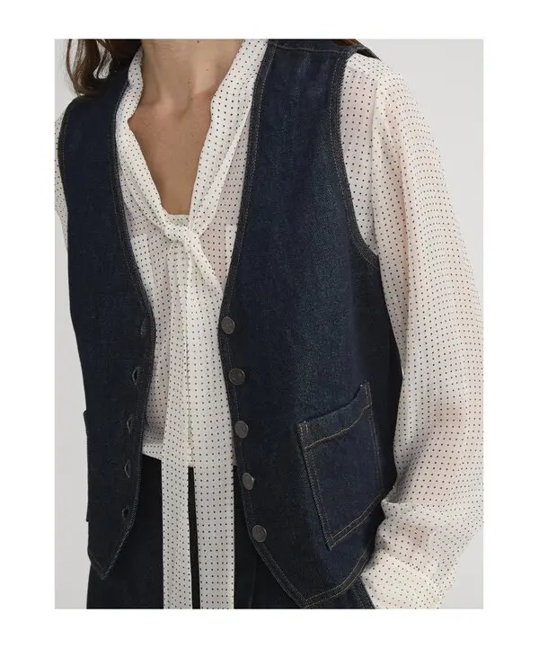 FRAME V-neck Denim Vest - Black