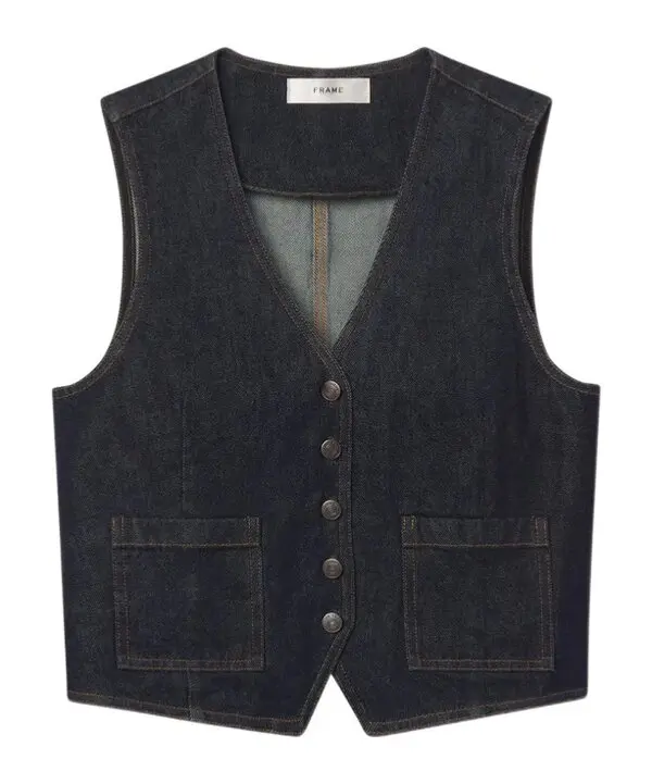 FRAME V-neck Denim Vest - No