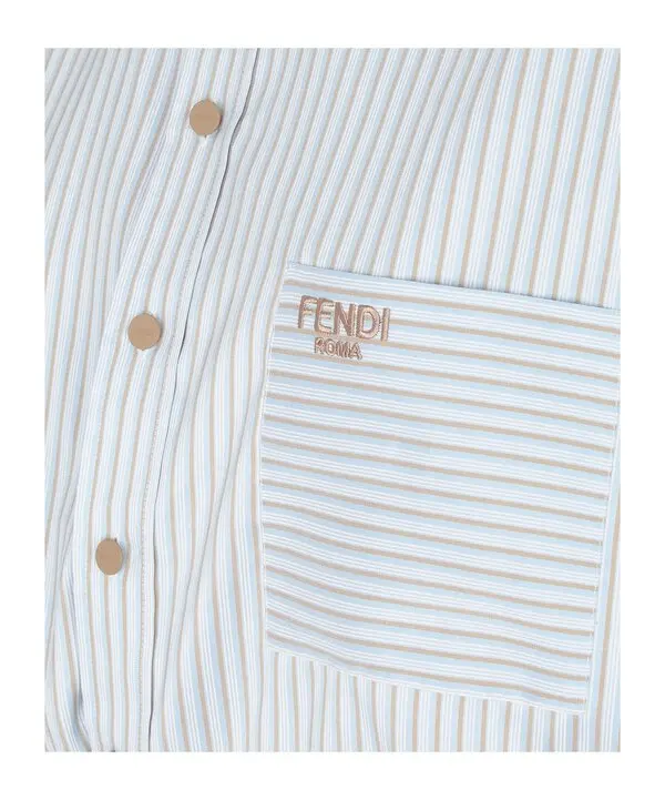Fendi Cropped Striped Shirt With Front Tie
