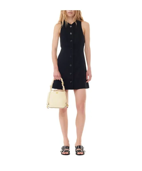 GANNI Sleeveless Bow-detailed Mini Dress