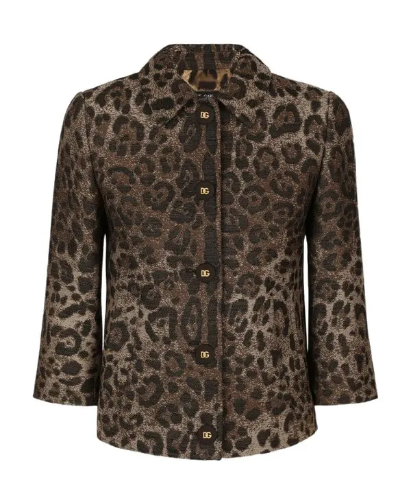 Dolce & Gabbana Leopard Print Jacquard Jacket - Black