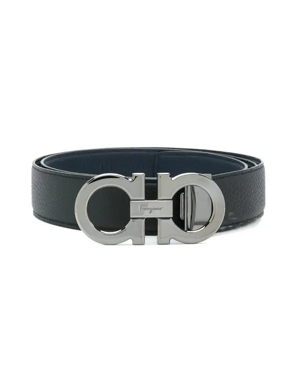 FERRAGAMO Double Gancini Belt - Black