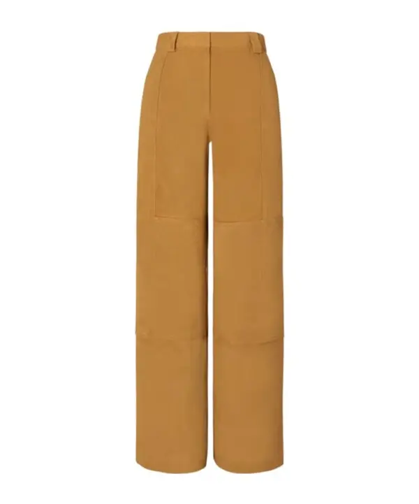 Tory Burch Relaxed-fit Wide-leg Trousers - Hazelnut Suede