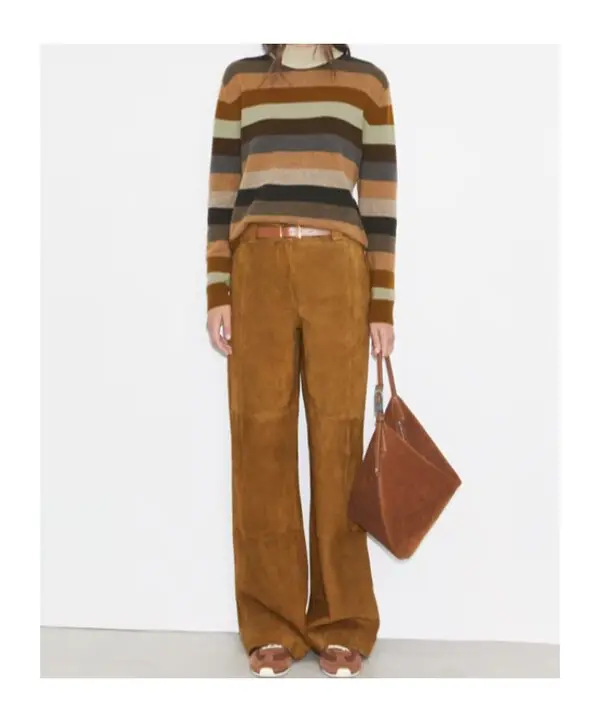 Tory Burch Relaxed-fit Wide-leg Trousers - Hazelnut Suede
