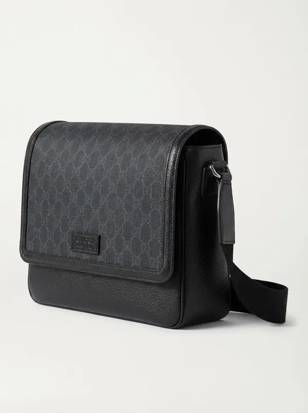 Gucci Fold-over Monogrammed Crossbody Bag - Black