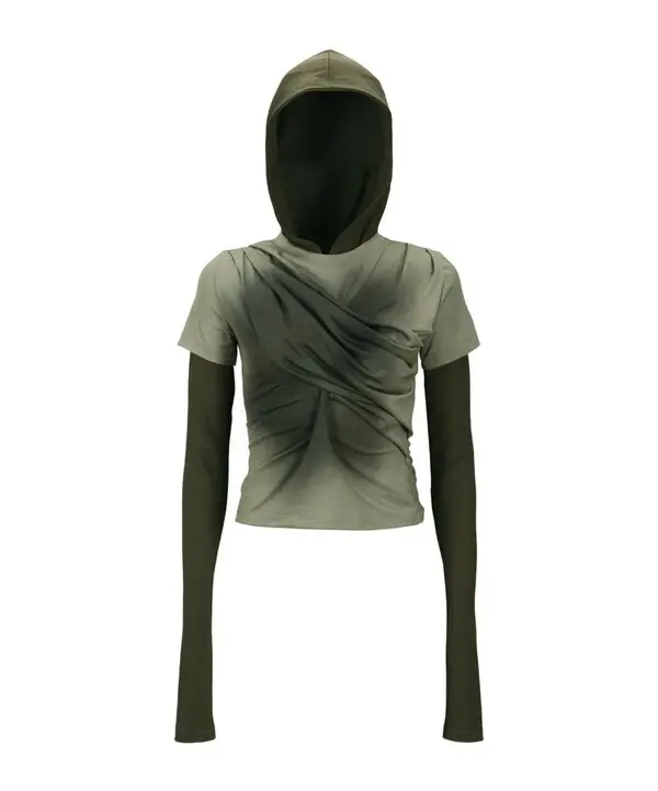Andersson Bell Pleated Hooded T-shirt - Black