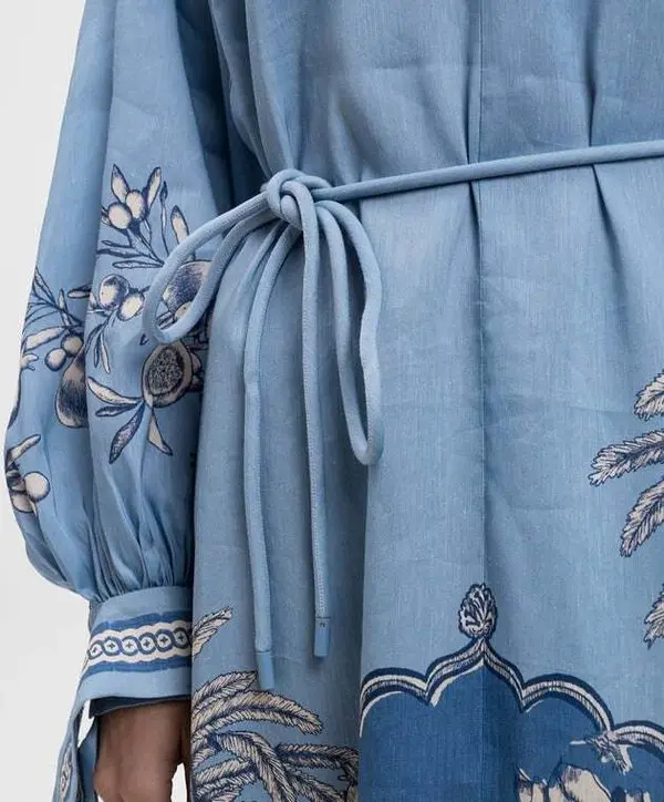 ALEMAIS Long Sleeve V-neck Printed Dress