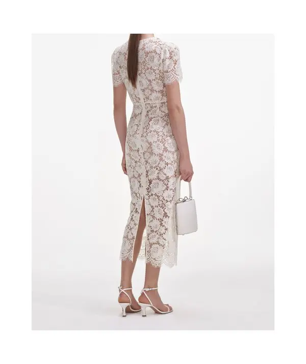 SELF-PORTRAIT Lace Embellished Midi Dress