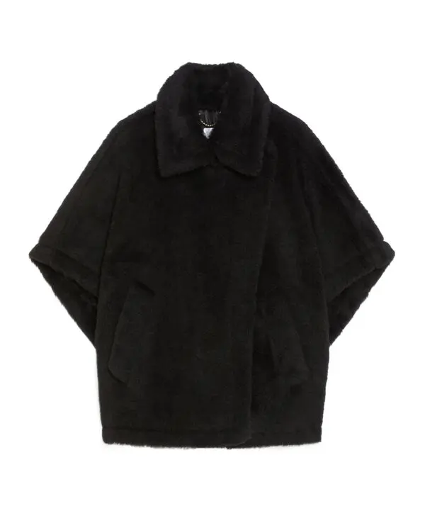 Max Mara Tebe Faux Fur Short-sleeved Coat - Black