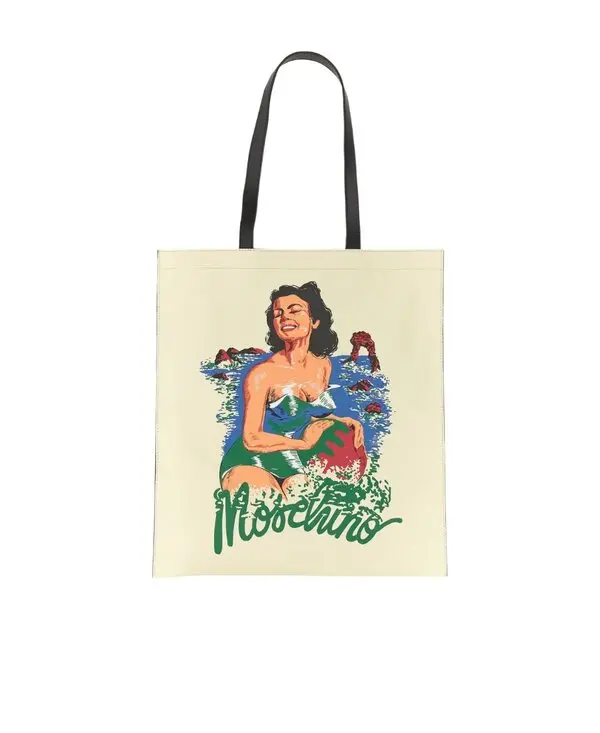 Moschino Hawaiian Print Logo Tote Bag - Nude