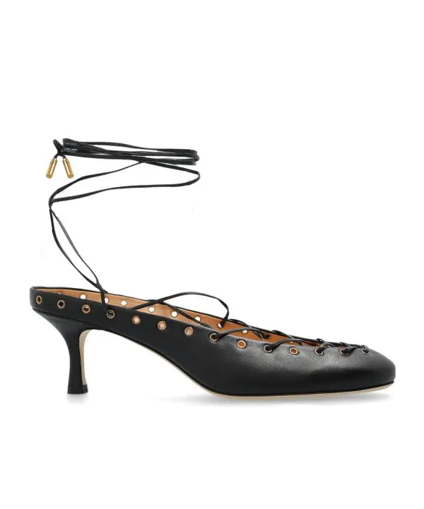 Chloé Lace-up Kitten Heel Pumps