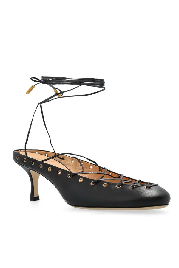Chloé Lace-up Kitten Heel Pumps