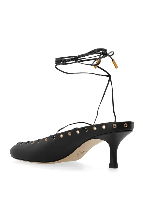 Chloé Lace-up Kitten Heel Pumps