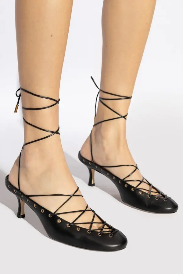 Chloé Lace-up Kitten Heel Pumps