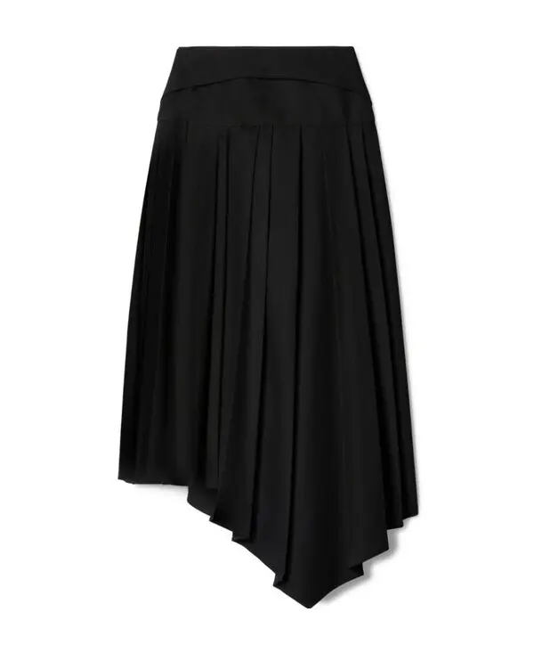 Off-White Asymmetrical Pleated Skirt With Belt