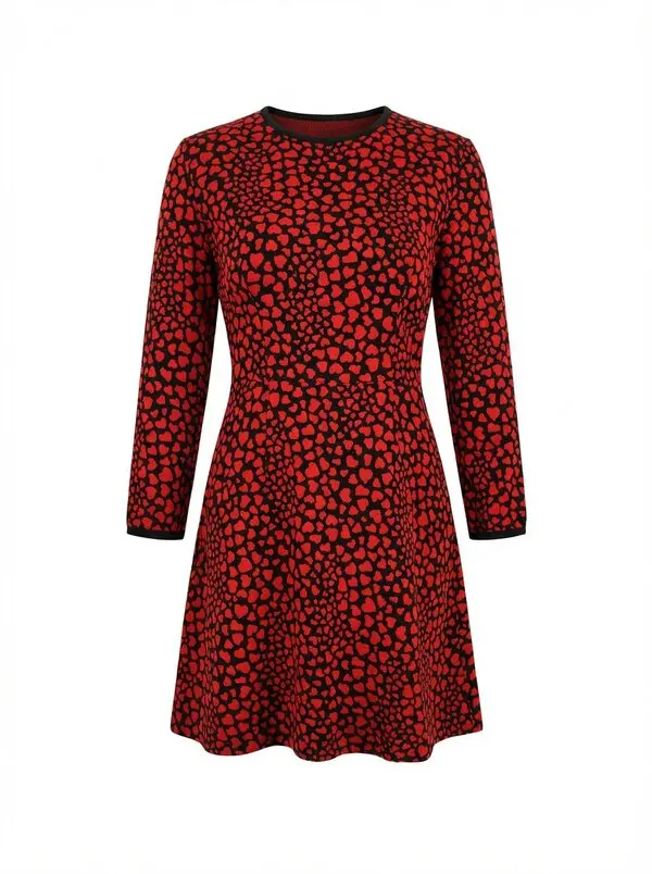 Sportmax Long Sleeve Heart Print Mini Dress