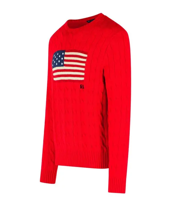 Polo Ralph Lauren Cable Knit Flag Jumper - Red