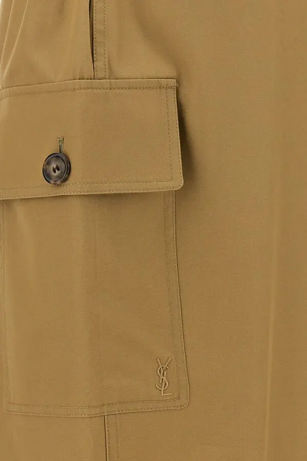 Saint Laurent Button Detailed Belted Pencil Skirt