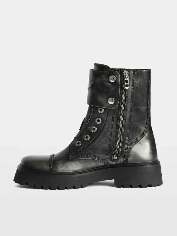 Zadig&Voltaire Leather Combat Boots - Black