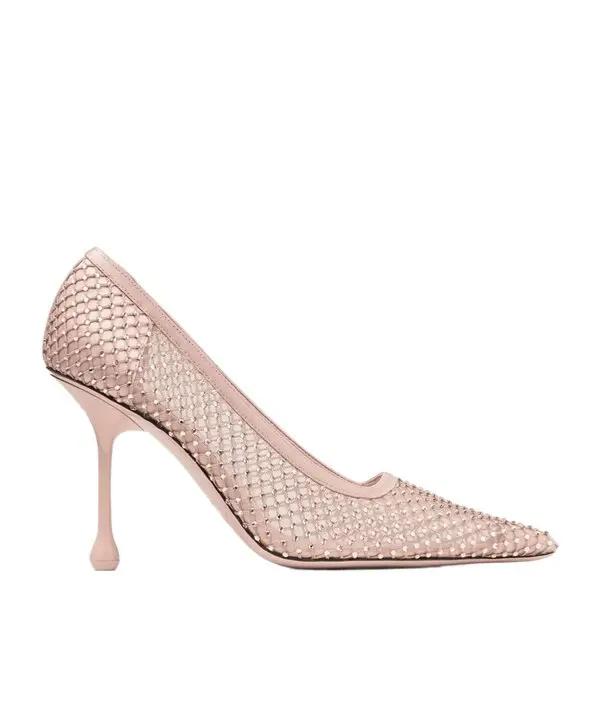 JIMMY CHOO Ixia 95 Pointed Toe Pumps - Nude