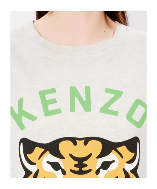 Kenzo Lucky Tiger Crewneck T-shirt - Light Gray