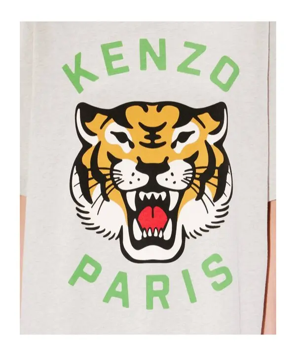 Kenzo Lucky Tiger Crewneck T-shirt - Light Gray