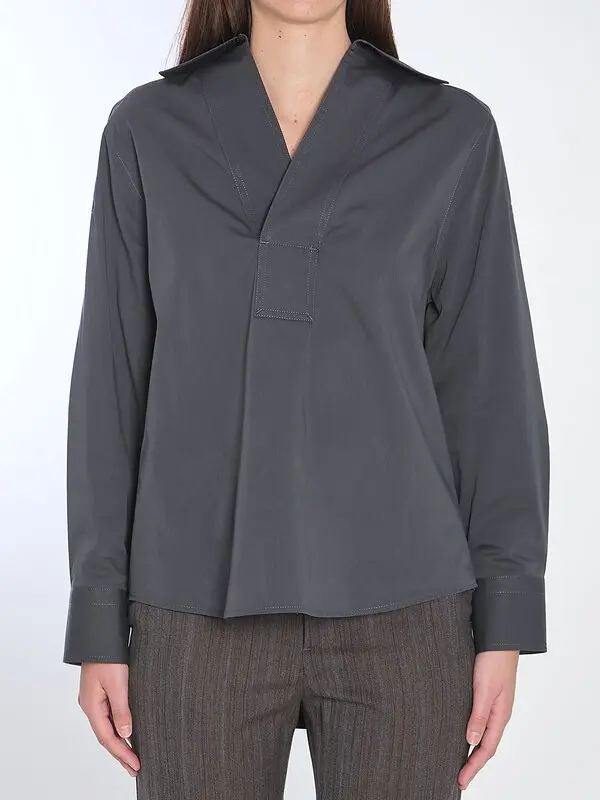 Bottega Veneta Contrast Stitched V-neck Shirt