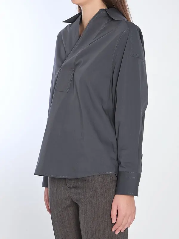 Bottega Veneta Contrast Stitched V-neck Shirt