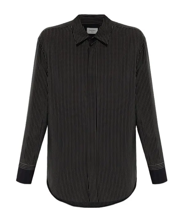 Saint Laurent Striped Button-up Shirt - Black
