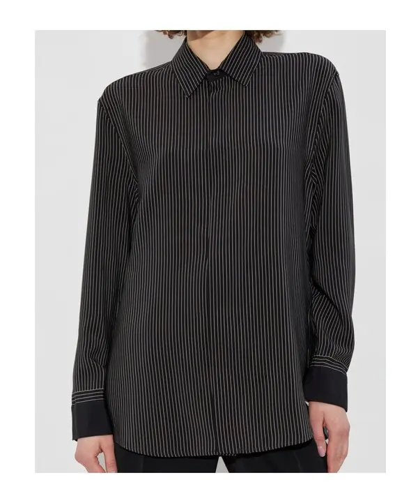 Saint Laurent Striped Button-up Shirt - Black