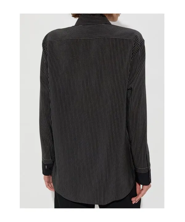 Saint Laurent Striped Button-up Shirt - Black