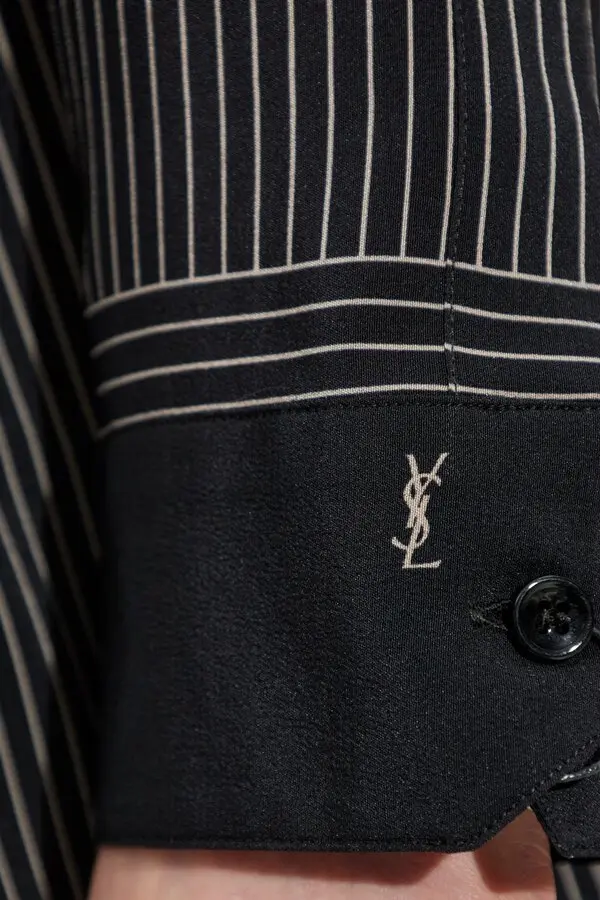 Saint Laurent Striped Button-up Shirt - Black