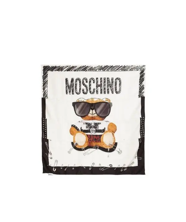 Moschino Teddy Bear Printed Scarf - White