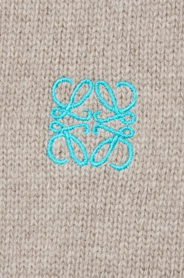Loewe Logo Embroidered Crew Neck Sweater - Light Gray