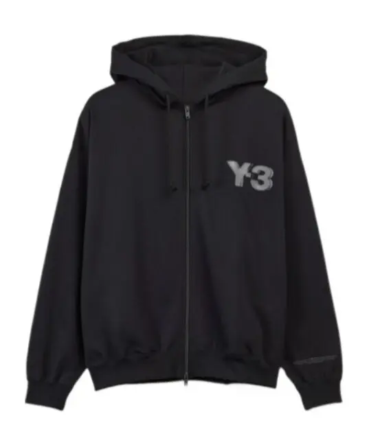 Y3 Logo Printed Zip-up Hoodie