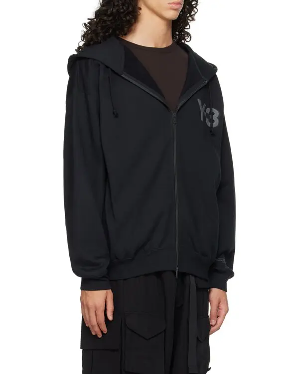 Y3 Logo Printed Zip-up Hoodie