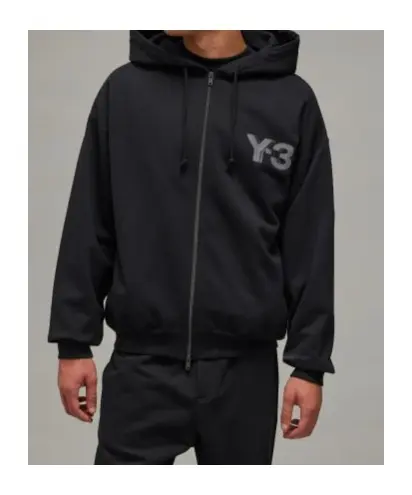 Y3 Logo Printed Zip-up Hoodie