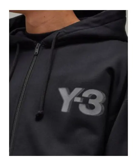 Y3 Logo Printed Zip-up Hoodie