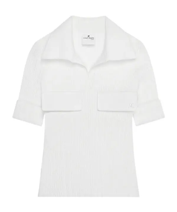 COURREGES Courrges Logo Embroidered Ribbed T-shirt - Heritage White