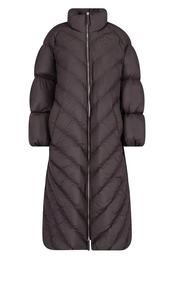 Khaite High Neck Padded Zip Up Longline Jacket - Black