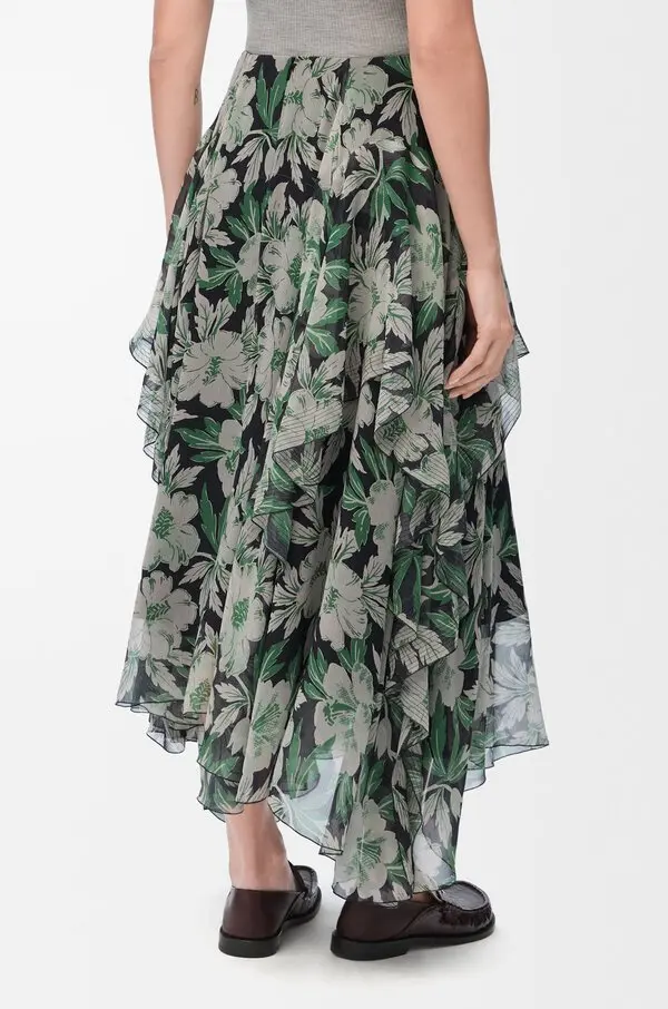 Loewe Floral Print Ruffled Skirt