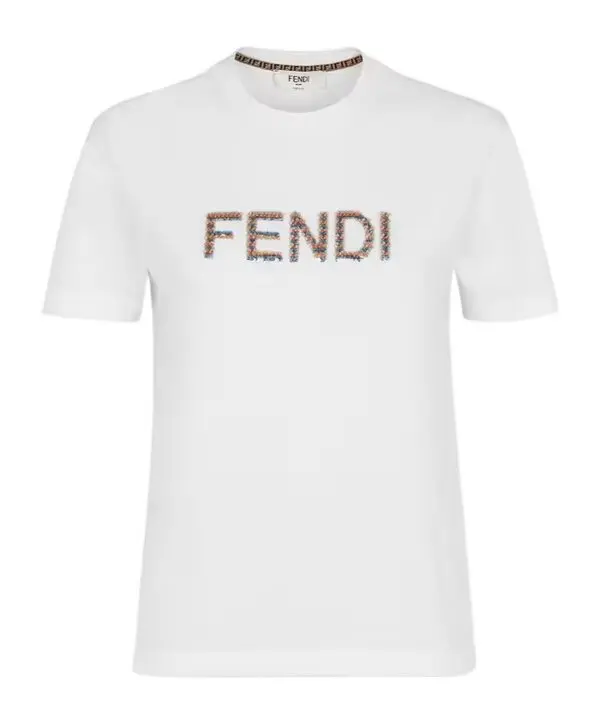 Fendi Logo Detailed Crewneck T-shirt - White