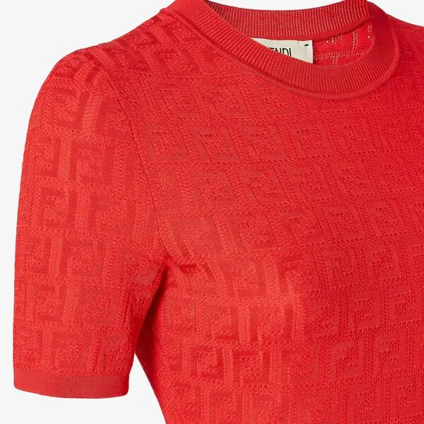 Fendi Ff Motif Knitted Midi Dress - Red